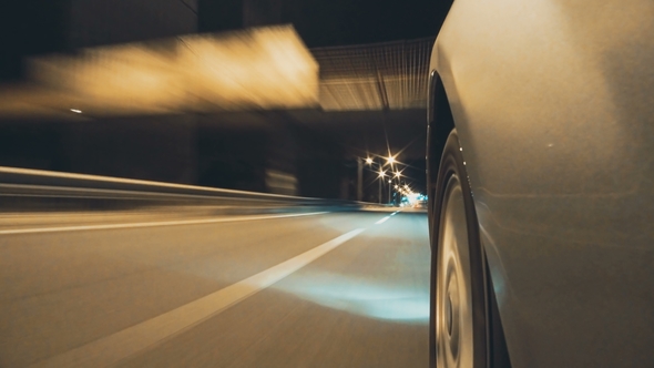 Night Driving Cars Around the City with Beautiful View Lights From the ...