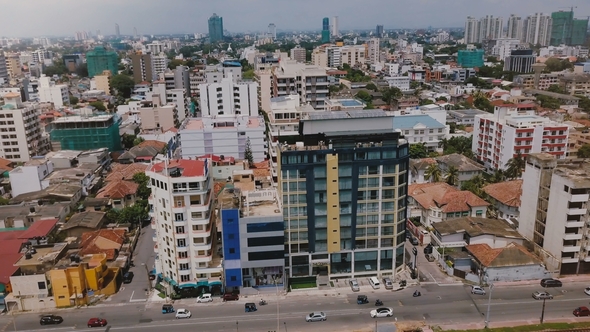Drone Flying Right Over Colombo, Sri Lanka. Aerial View of Cityscape ...