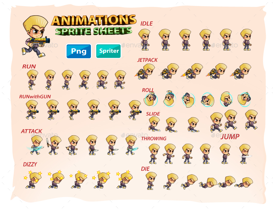 2D Game Character Sprites, Game Assets | GraphicRiver