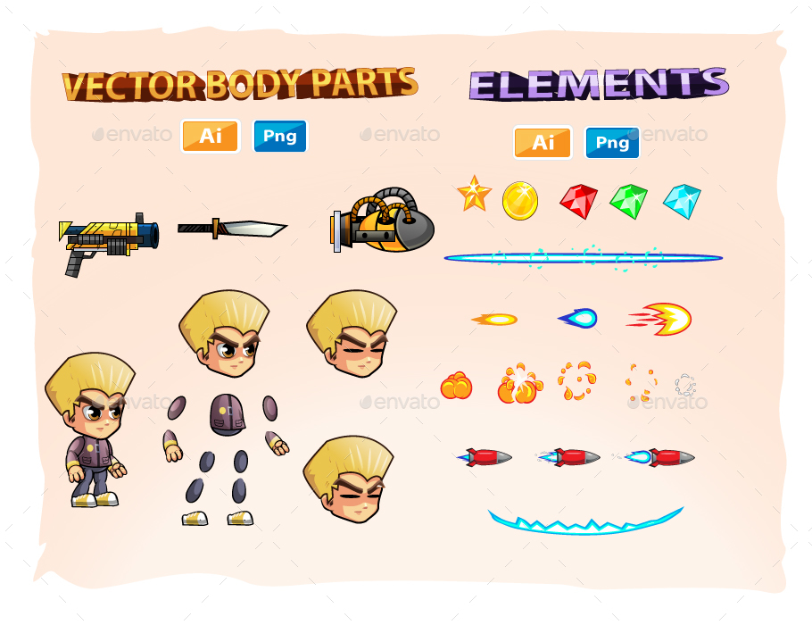 2D Game Character Sprites, Game Assets | GraphicRiver