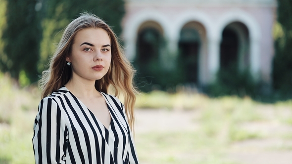 Beautiful Girl Portrait of Young Corporate Student Happy in City. A ...