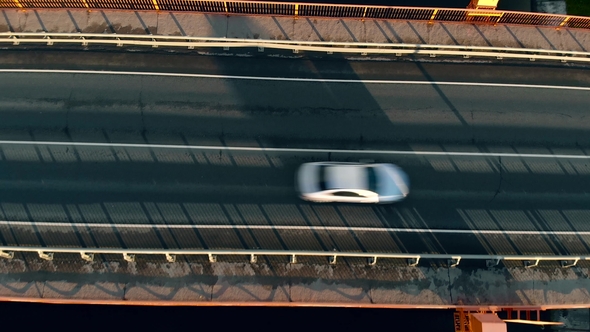 Aerial View of Bridge Crossing Remote Canal, Stock Footage | VideoHive
