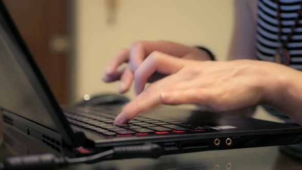 Girl Typing on Laptop, Stock Footage | VideoHive
