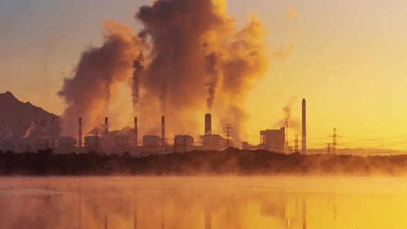 Air pollution over coal power plant., Stock Footage | VideoHive