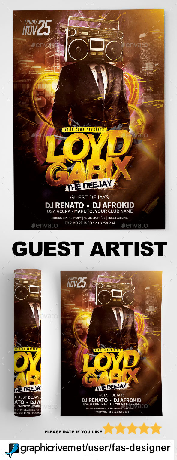 Guest Artist Flyer Template v5, Print Templates | GraphicRiver