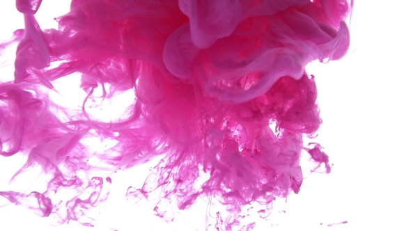 Pink Ink Dropped in Water on White Background, Stock Footage | VideoHive