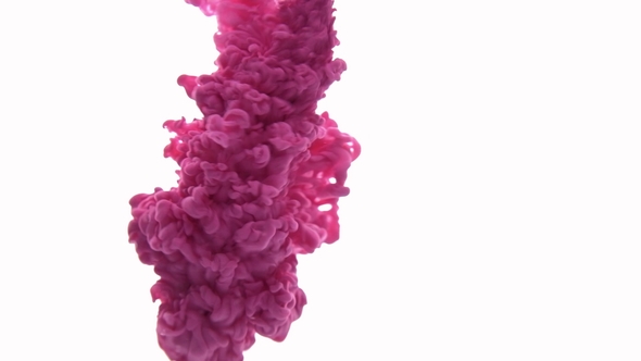 Pink Ink Dropped in Water on White Background, Stock Footage | VideoHive