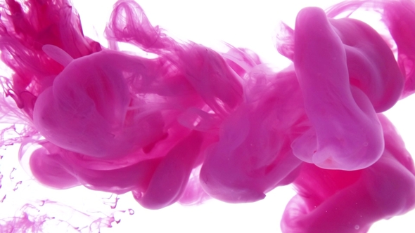 Pink Ink Dropped in Water on White Background, Stock Footage | VideoHive