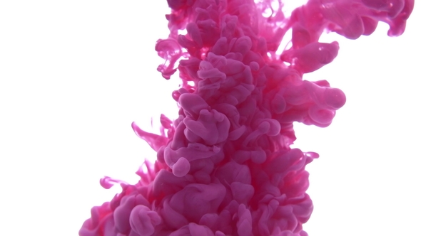 Pink Ink Dropped in Water on White Background, Stock Footage | VideoHive