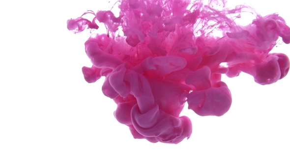 Pink Ink Dropped in Water on White Background, Stock Footage | VideoHive