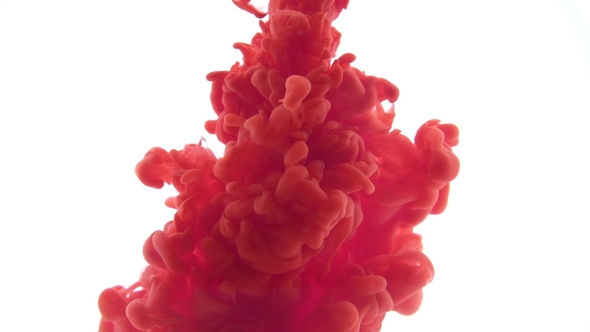 Red Drops, Waves and Clouds of Ink Creating Dynamic Shapes in Water ...