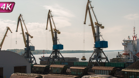 Port Cranes During Operation, Stock Footage | VideoHive