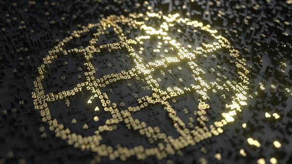 World or Earth Globe Icon Made of Gold Numbers, Motion Graphics | VideoHive