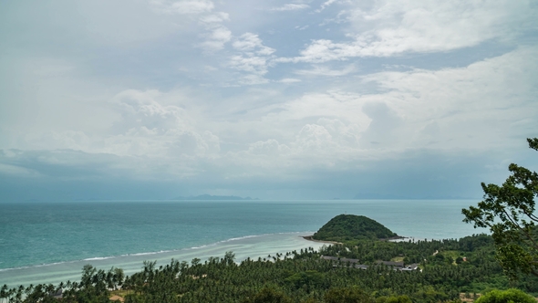 Tropical Island Coast with Approaching Rain Clouds, Stock Footage ...