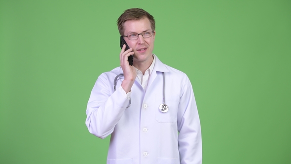 Man Doctor Talking On Mobile Phone, Stock Footage | VideoHive