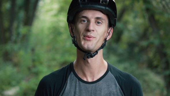 Portrait of Funny Cyclist Man, Stock Footage | VideoHive