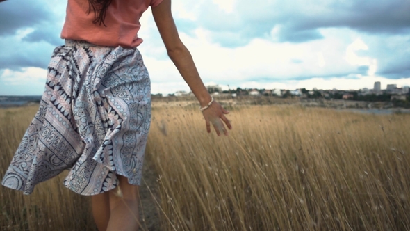 of Woman's Hand Running Through Field, ., Stock Footage | VideoHive