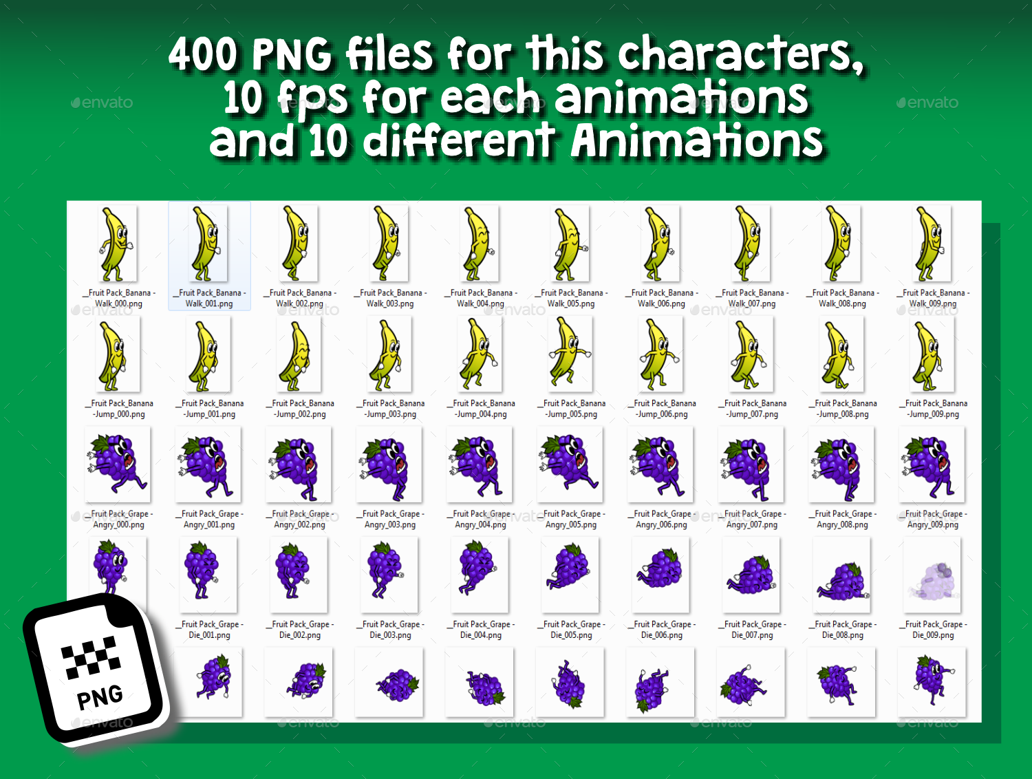 5 Fruit Monsters 2D Game Character Sprite, Game Assets | GraphicRiver