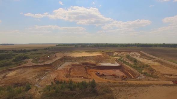 Aerial View on the Building Large Construction Site in Field, Stock Footage