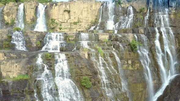Camera Rises From Waterfall Bottom To Top Platform, Stock Footage ...