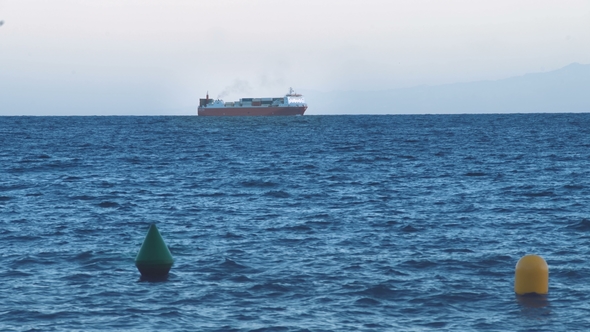 Ocean Cargo Ferry with Sea Containers Delivers Commercial Cargo on ...