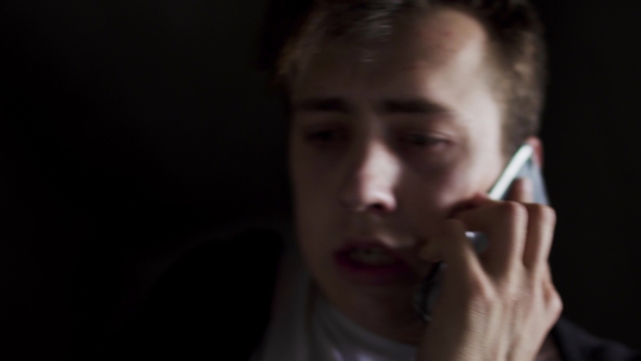 Young Drug Addict Pushes the Phone in a Bad State of Health, Stock Footage
