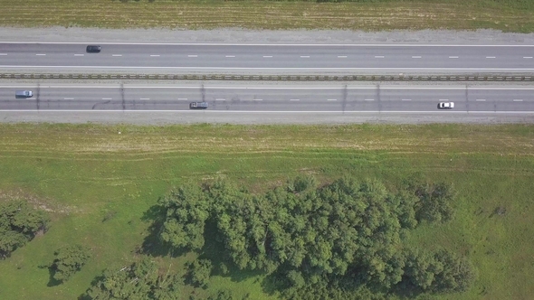 Aerial View of Parallel Roads in the Middle of the Park Zone, Stock Footage