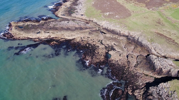 Aerial View of the Beautiful Coast and Cliffs Between North Stack Fog ...