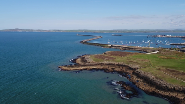 Aerial View of the Beautiful Coast and Cliffs Between North Stack Fog ...