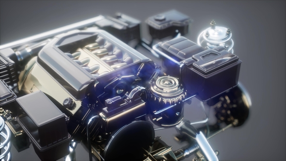 Detailed Car Engine and Other Parts, Motion Graphics | VideoHive