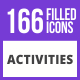 200 Activities Filled Blue & Black Icons by IconBunny | GraphicRiver