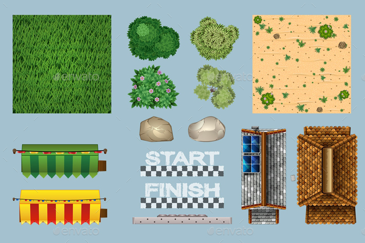 Race Track 2D Tile Set, Game Assets | GraphicRiver