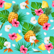 Summer Tropical Seamless Pattern With Fruits and Leaves Vector, Vectors