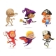Multiracial Boys and Girls Wearing Halloween Costumes, Vectors ...