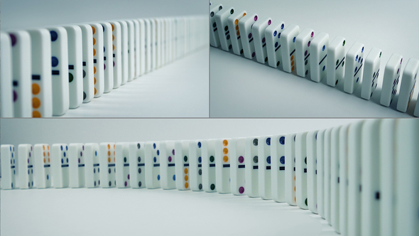 Dominoes Fall Down In Lines - Three Shots, Stock Footage | VideoHive
