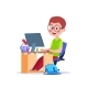 Child at Computer. Cartoon Boy Learning at Desk, Vectors | GraphicRiver