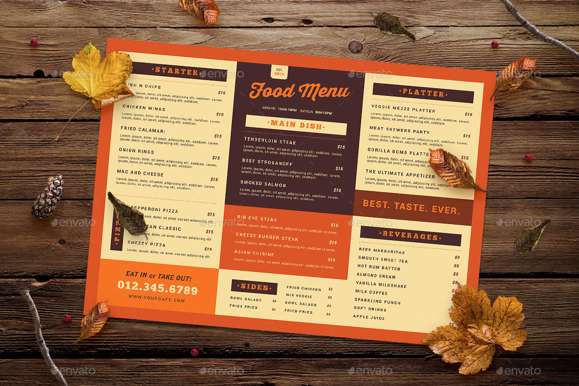 Retro Food Menu, Print Templates | GraphicRiver