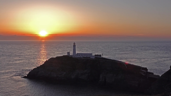 Sunset at South Stack Lighthouse, Stock Footage | VideoHive