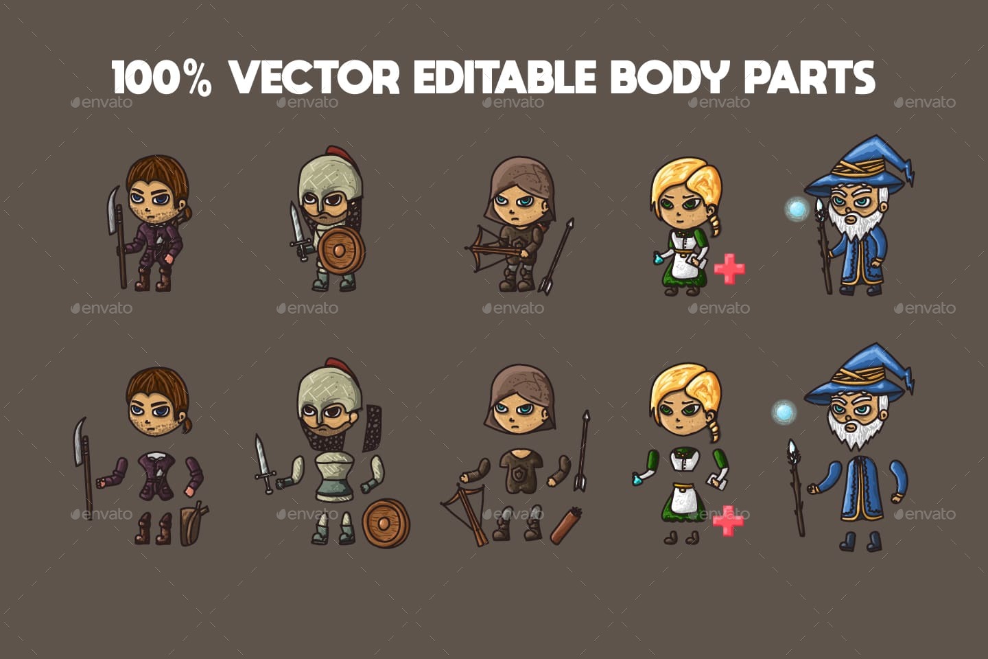 People Warrior Character Sprites, Game Assets | GraphicRiver