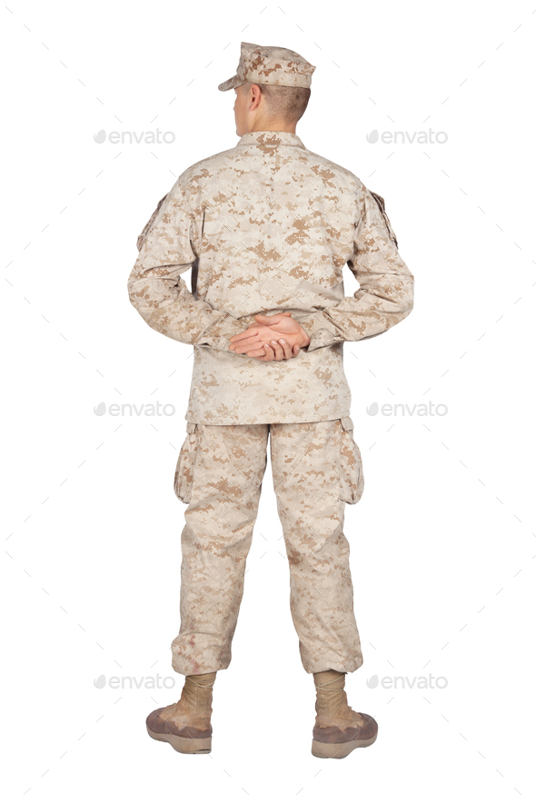 Soldier in parade rest position back view shoot Stock Photo by ...