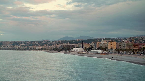 Sunrise and Blue Sea Near the Beach of Nice, France in Spring, Stock ...