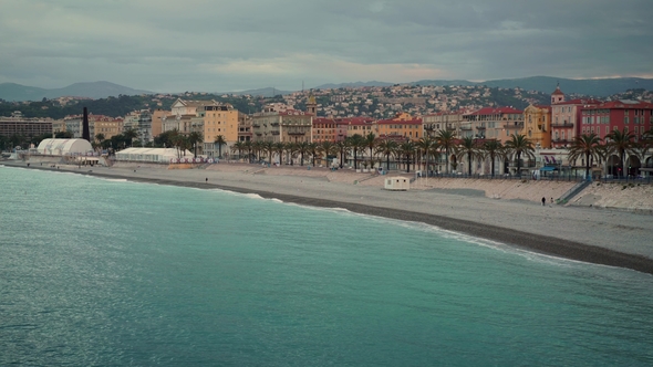 Blue Sea Near the Beach of Nice, France at Sunrise, Stock Footage ...