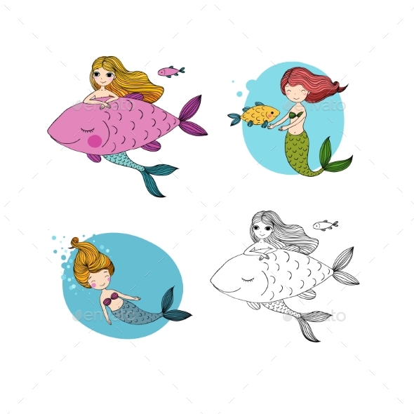 Cartoon Mermaid by Chetkova | GraphicRiver