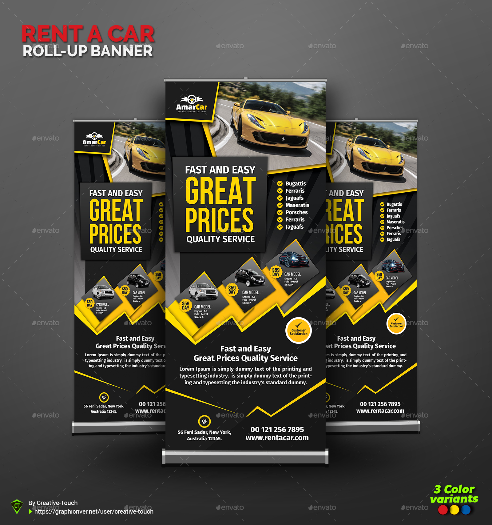 Rent a Car Roll-Up Banner Templates, Print Templates | GraphicRiver