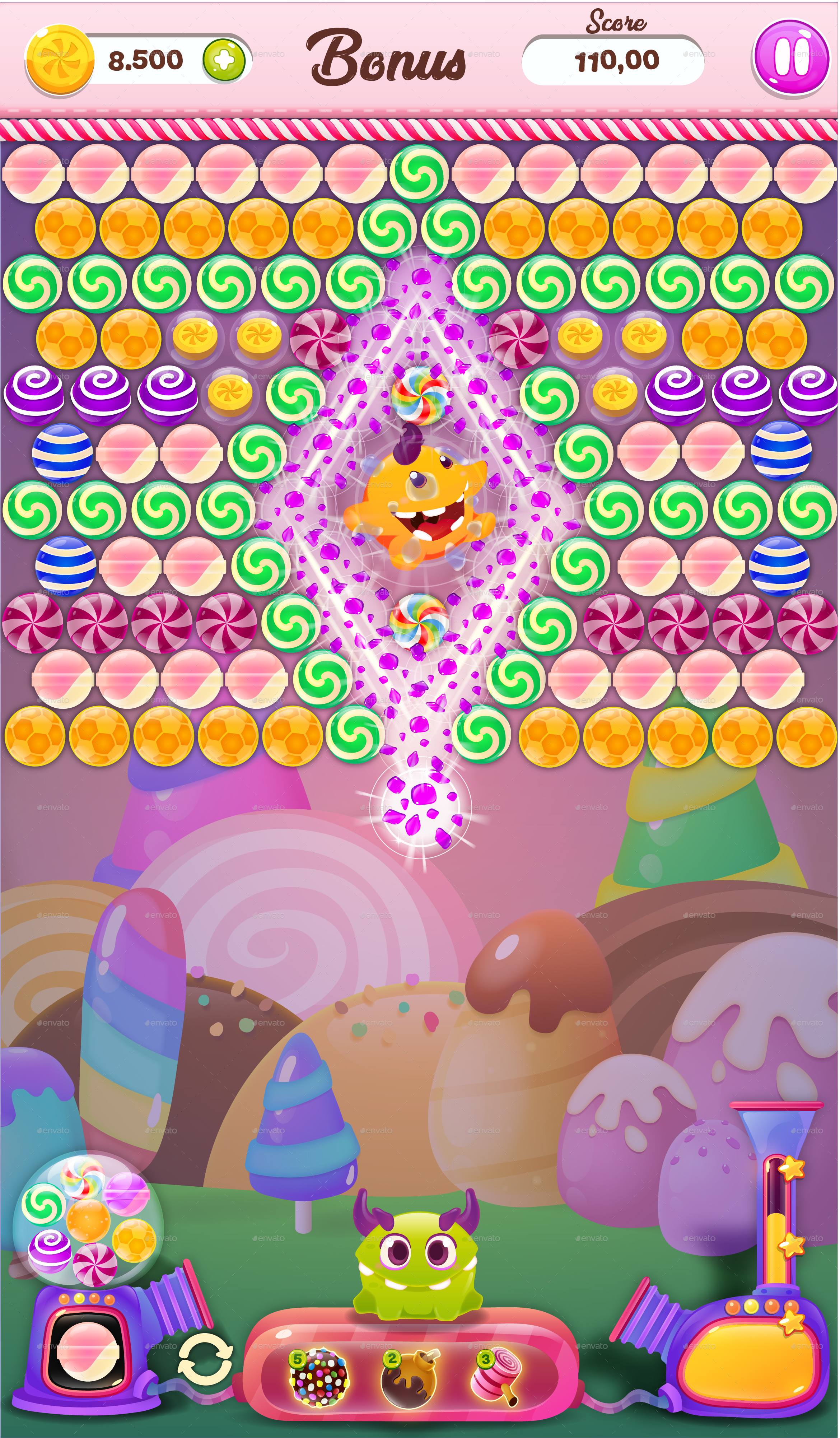 Monster Candy Shooter Game Pack Complete, Game Assets | GraphicRiver