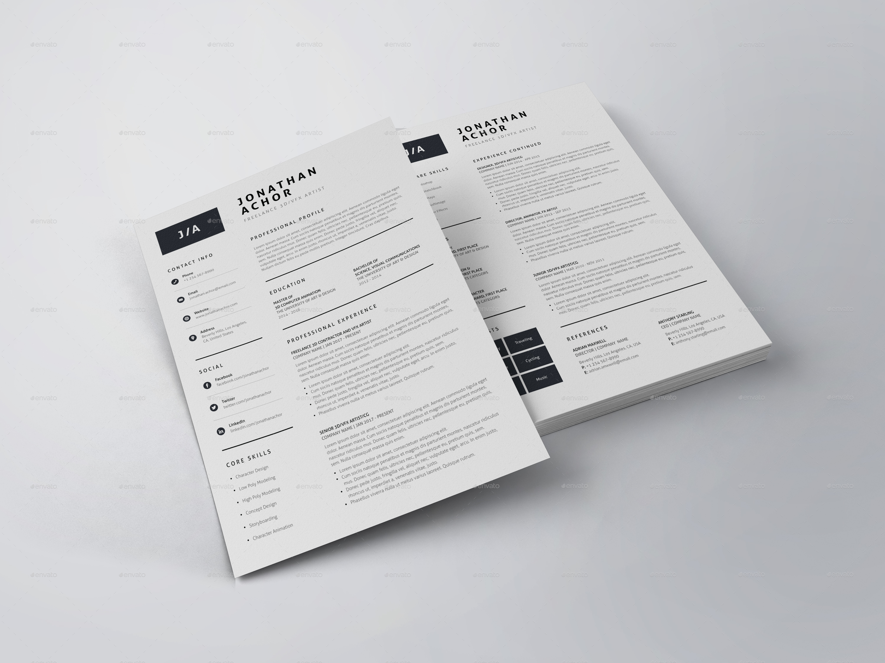 Resume/CV (2 Page), Print Templates | GraphicRiver