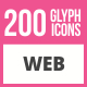 200 Web Glyph Icons, Icons | GraphicRiver