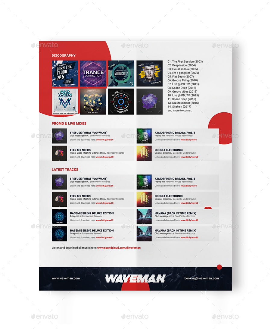 PromoDJ - DJ Press Kit / DJ Resume / DJ Rider PSD Template, Print Templates