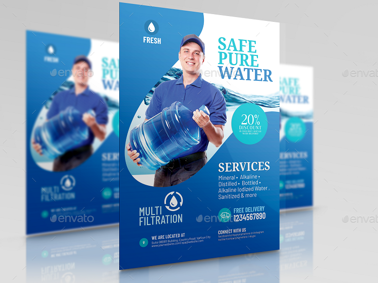 Water Refilling Station Flyer, Print Templates | GraphicRiver