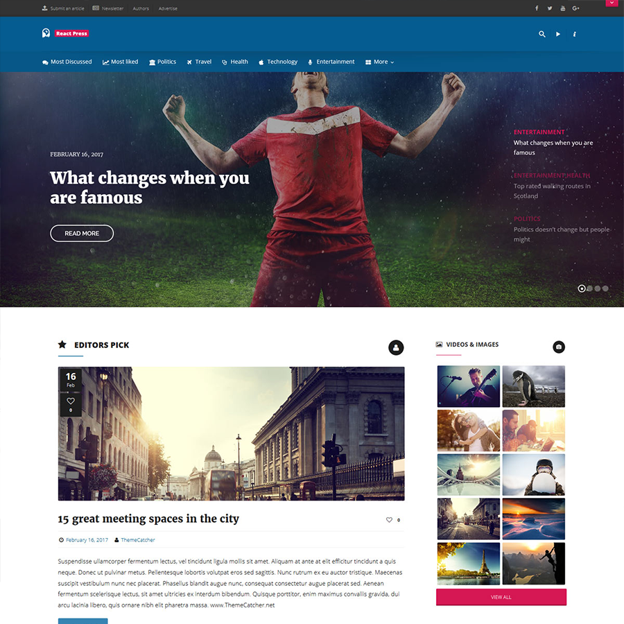 React - Responsive Multi-Purpose WordPress Framework by ThemeCatcher
